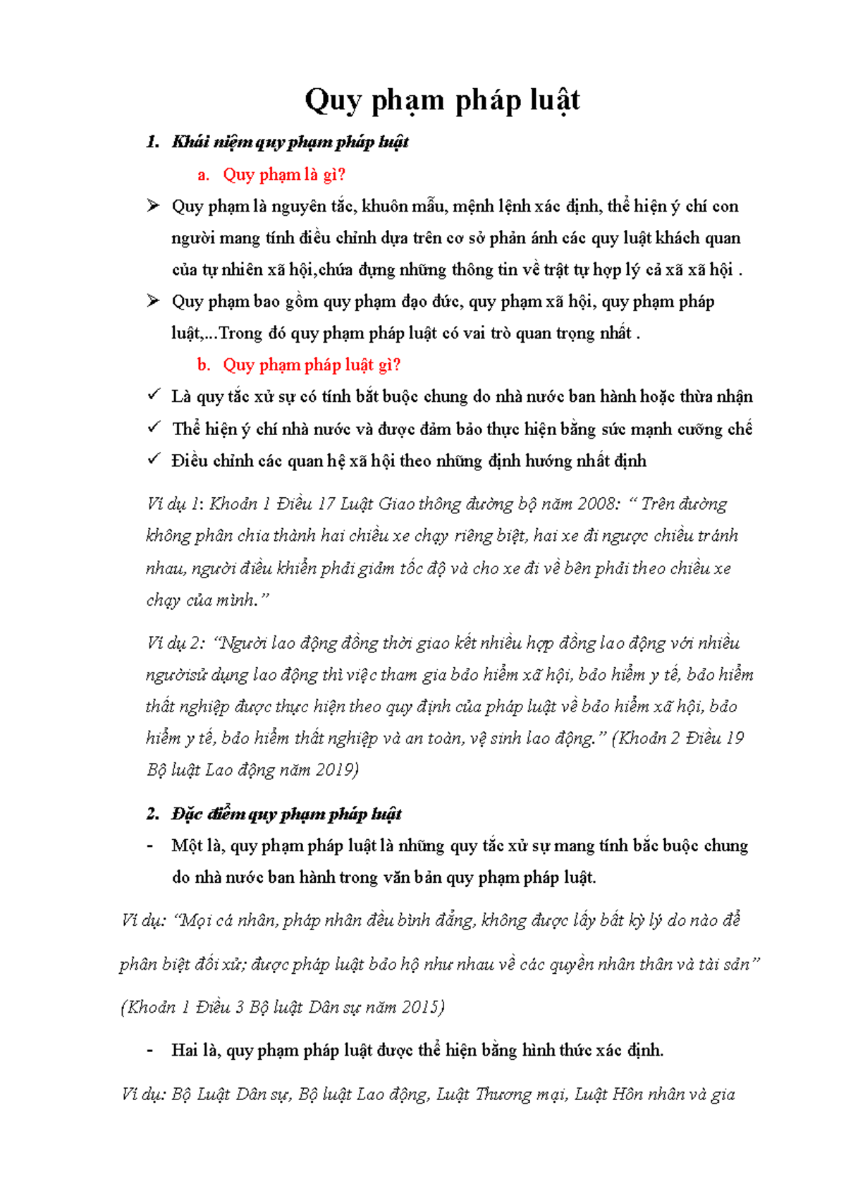 PLĐC- Phần 1- Khái niệm, đặc điểm QPPL - Quy phạm pháp luật Khái niệm quy phạm pháp luật a. Quy ...