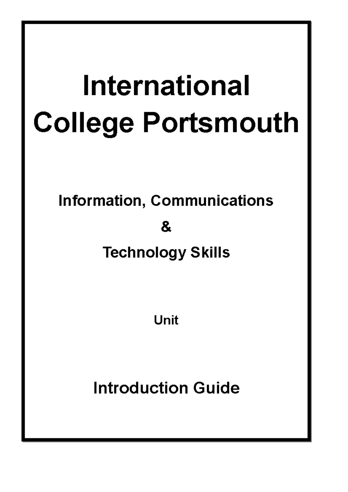 ICT Unit handbook v2 - ICT SKILLS STAGE ONE - International College ...