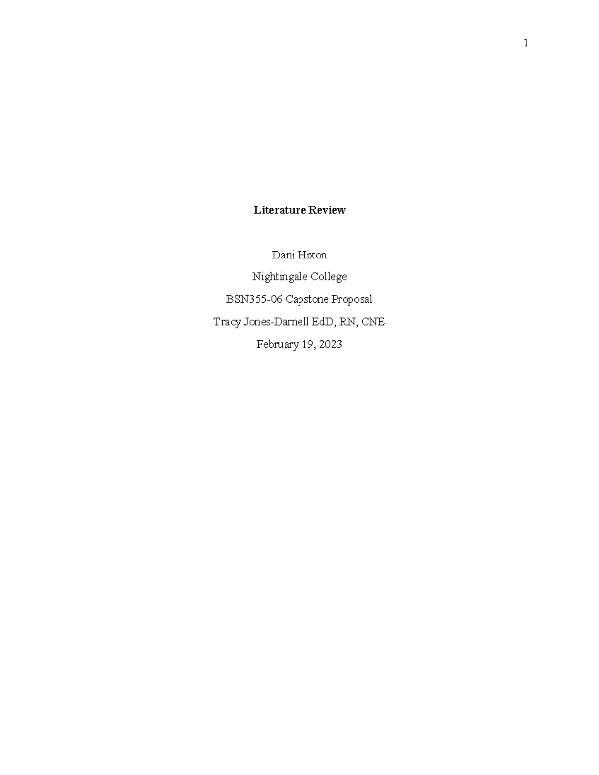 355.Literature Review - Literature Review Dani Hixon Nightingale ...