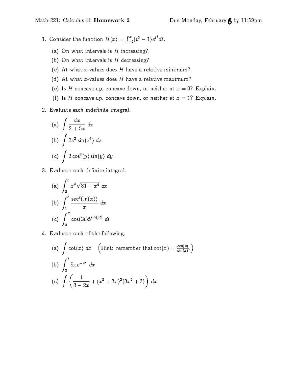 221 S23 HW2 (1) - Practice worksheets - Math-221: Calculus II: Homework ...
