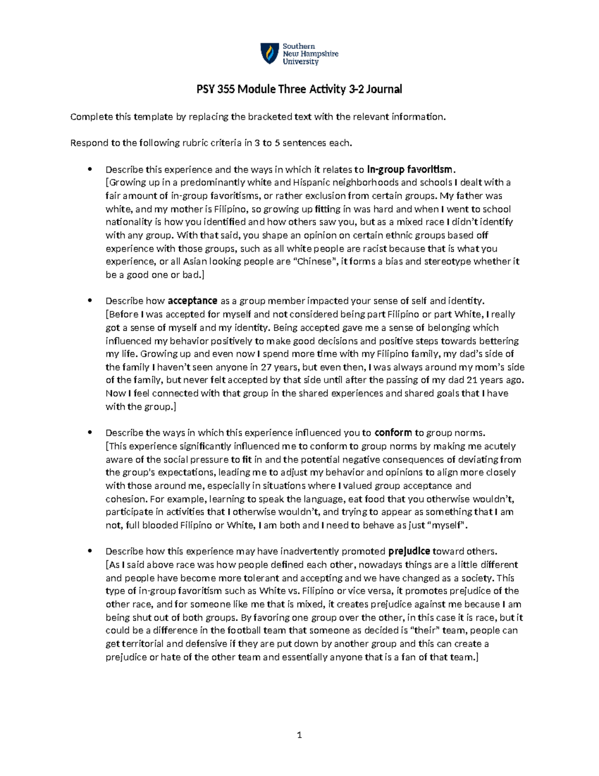 PSY 355 Module Three Activity 3-2 Journal - PSY 355 Module Three Activity 3-2 Journal Complete ...