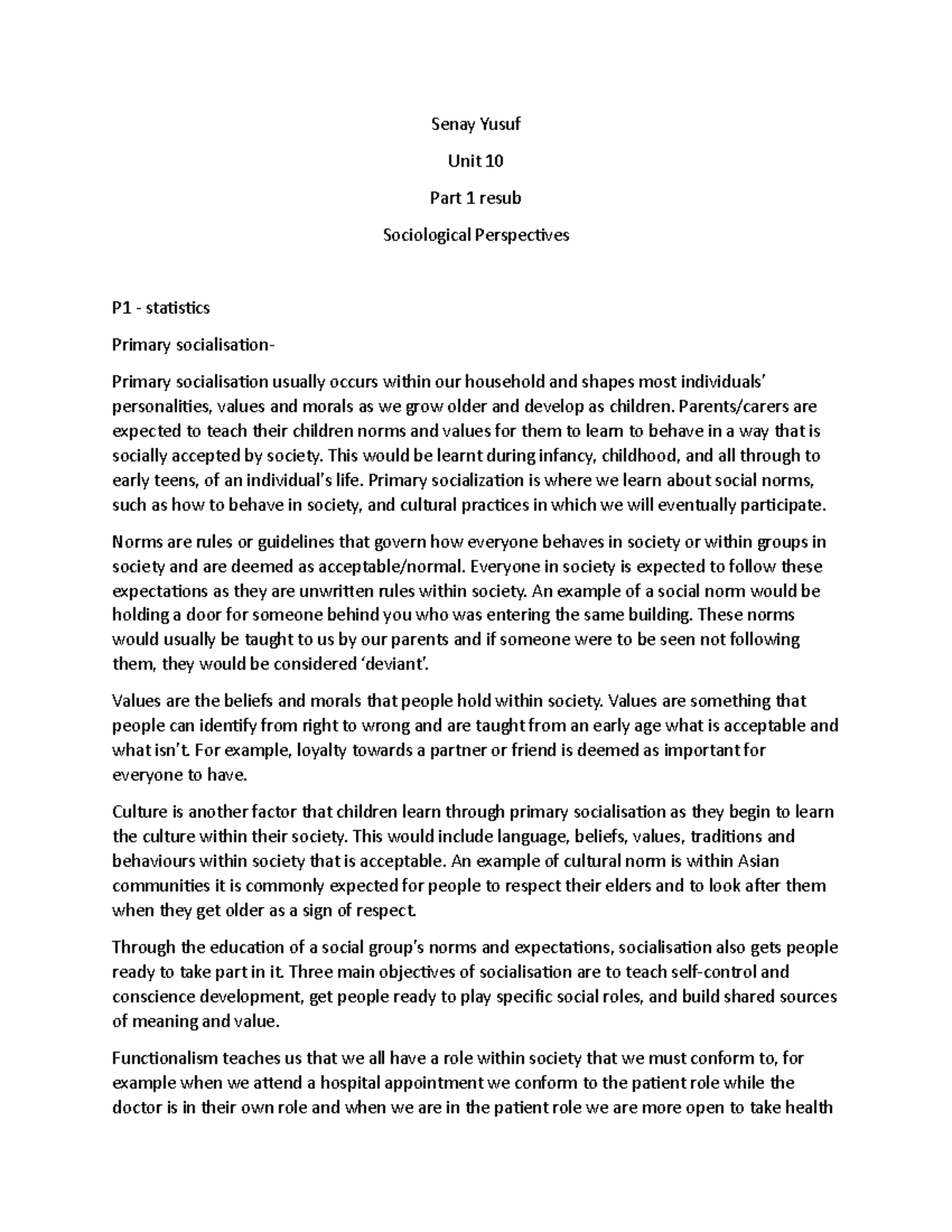 Unit 10 part 1 distinction - Senay Yusuf Unit 10 Part 1 resub ...