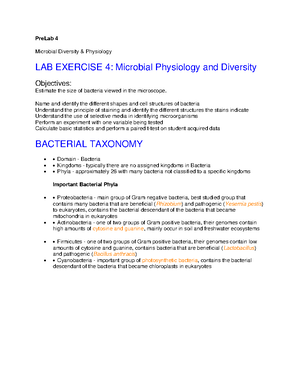 Pre Lab 1 - Microscopy - PreLab 1 Microscopy EXERCISE 1: Basic ...