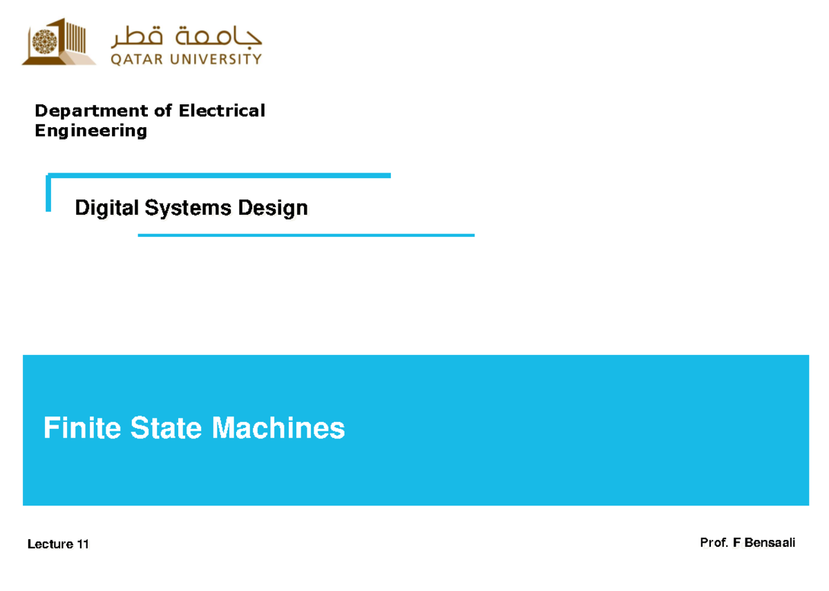 Lecture 11 - qatar - Finite State Machines Digital Systems Design ...