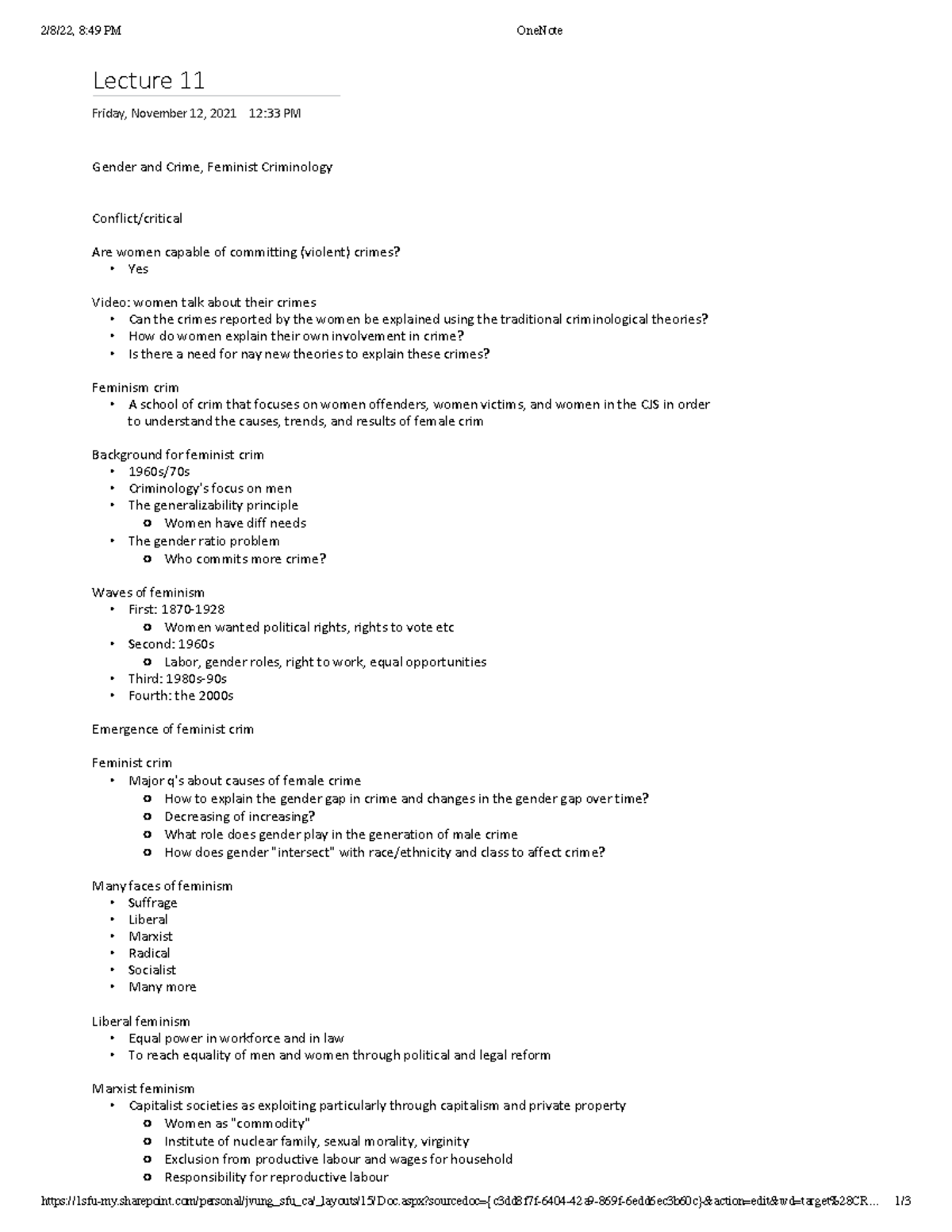 Lec 11 - Lecture notes 11 - 2/8/22, 8:49 PM OneNote - Studocu