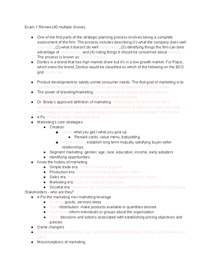 Exam 2 Review Content - Exam 2 Review Dr. Mike Brady MAR 3023 Exam 2 ...