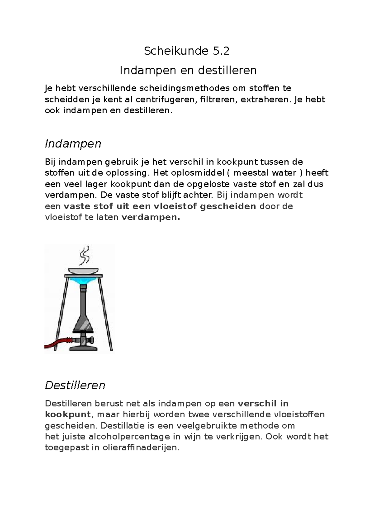Kopie van scheikunde samenvatting - Scheikunde 5. Indampen en ...