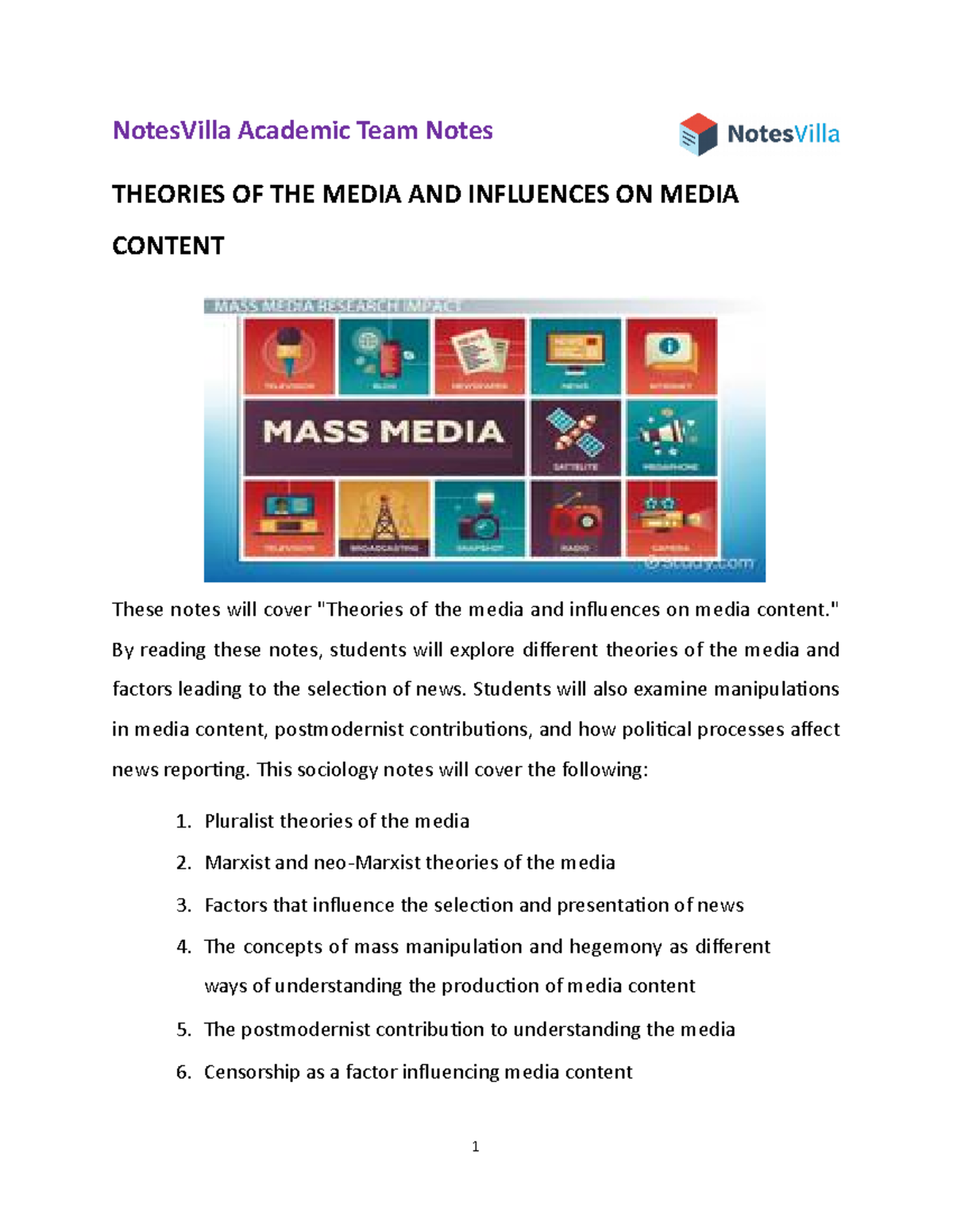 Theories of the media and influences on media content - " By reading ...