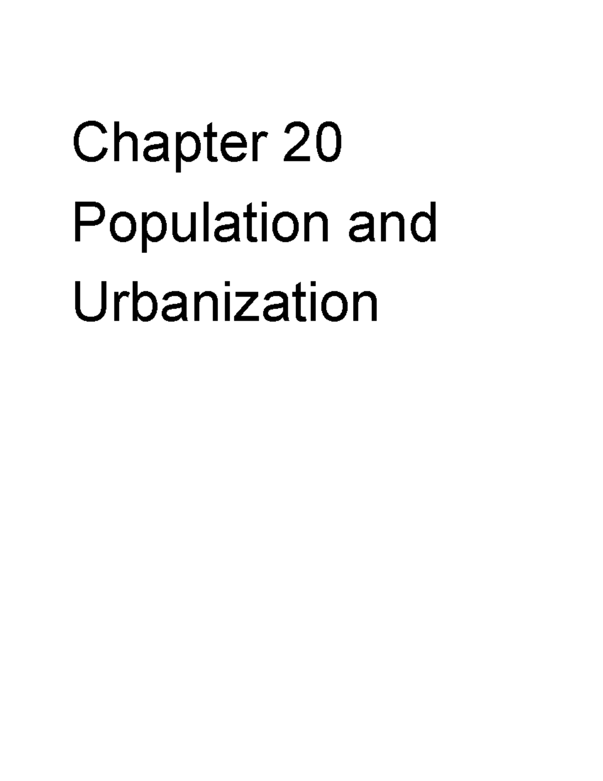 24 Chapter 20 Population and Urbanization - Chapter 20 Population and ...