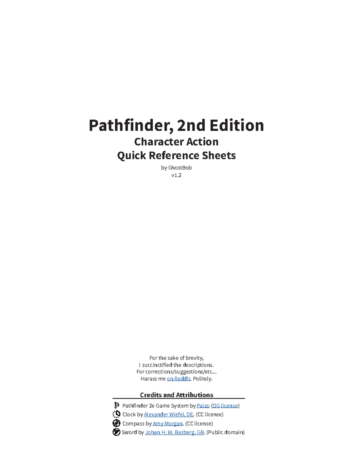 PF2 Action Sheet 1 - uhh - Pathfinder, 2nd Edition For the sake of ...