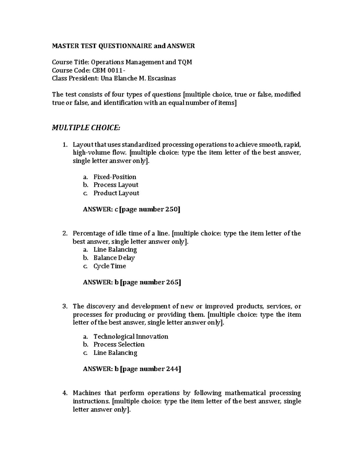 Master-TEST-QA - list of possible questions for OM - MASTER TEST ...