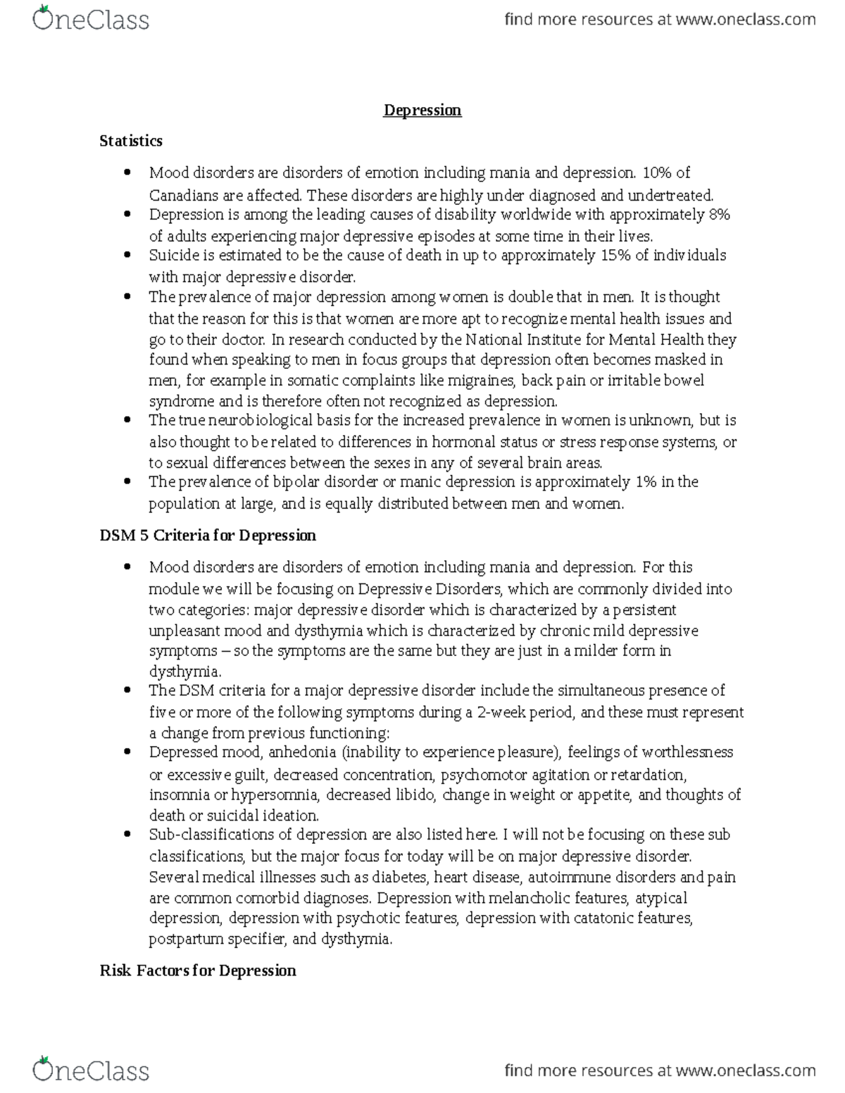 Depression - Clinicals - Depression Statistics Mood disorders are ...
