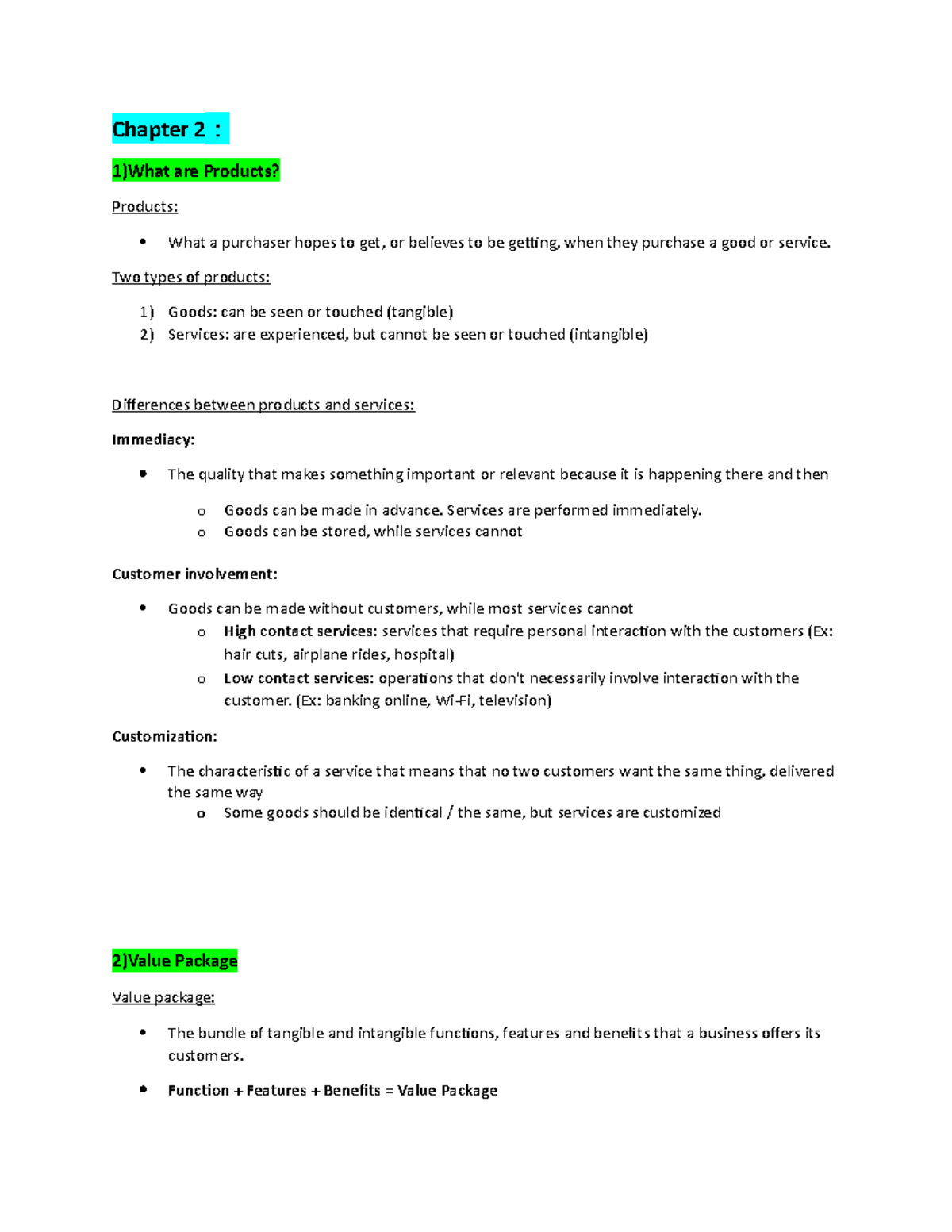 Chapter 2 - Week 2 - Chapter 2： 1)What are Products? Products: What a purchaser hopes to get, or ...