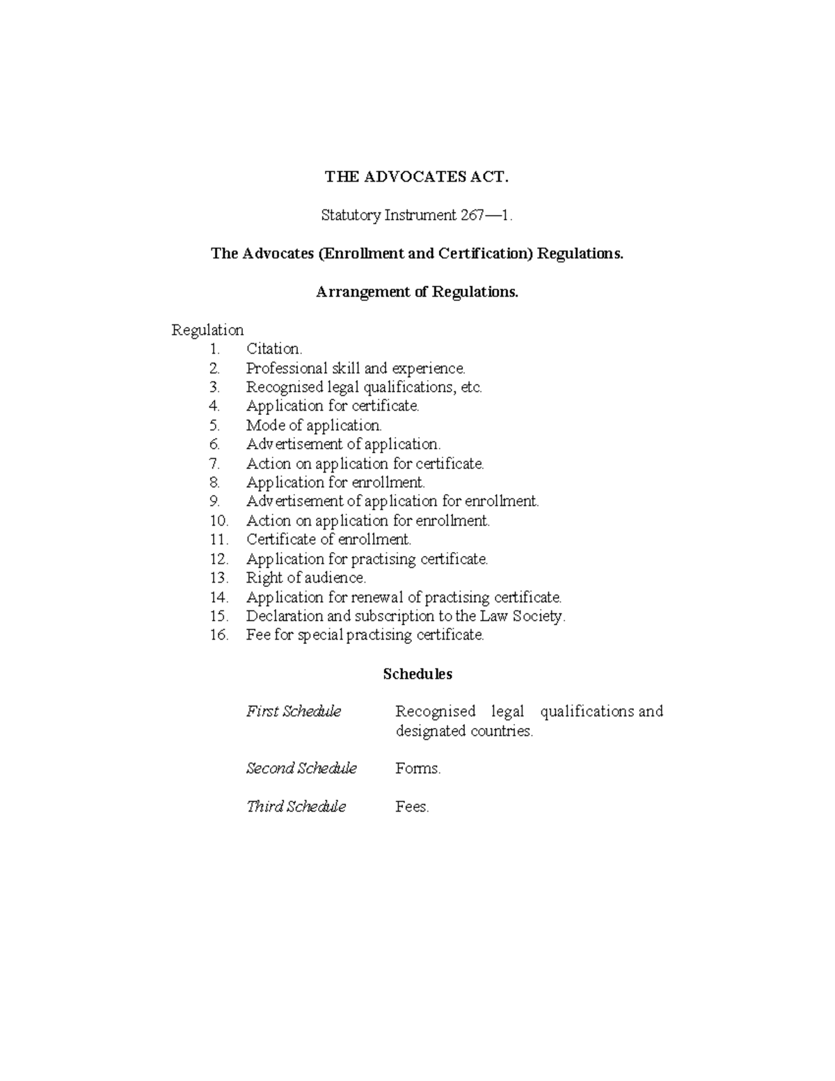 Advocates Enrollment Certification Regulations - THE ADVOCATES ACT ...