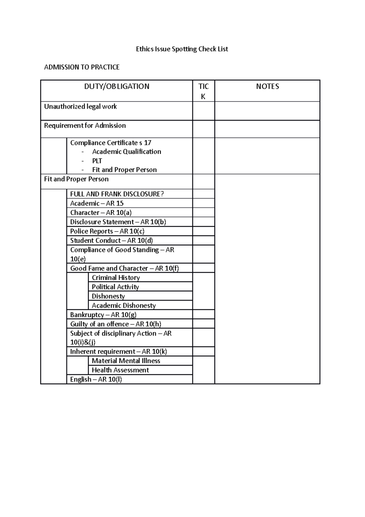 Ethics Issue Spotting Check List - Ethics Issue Spotting Check List ...