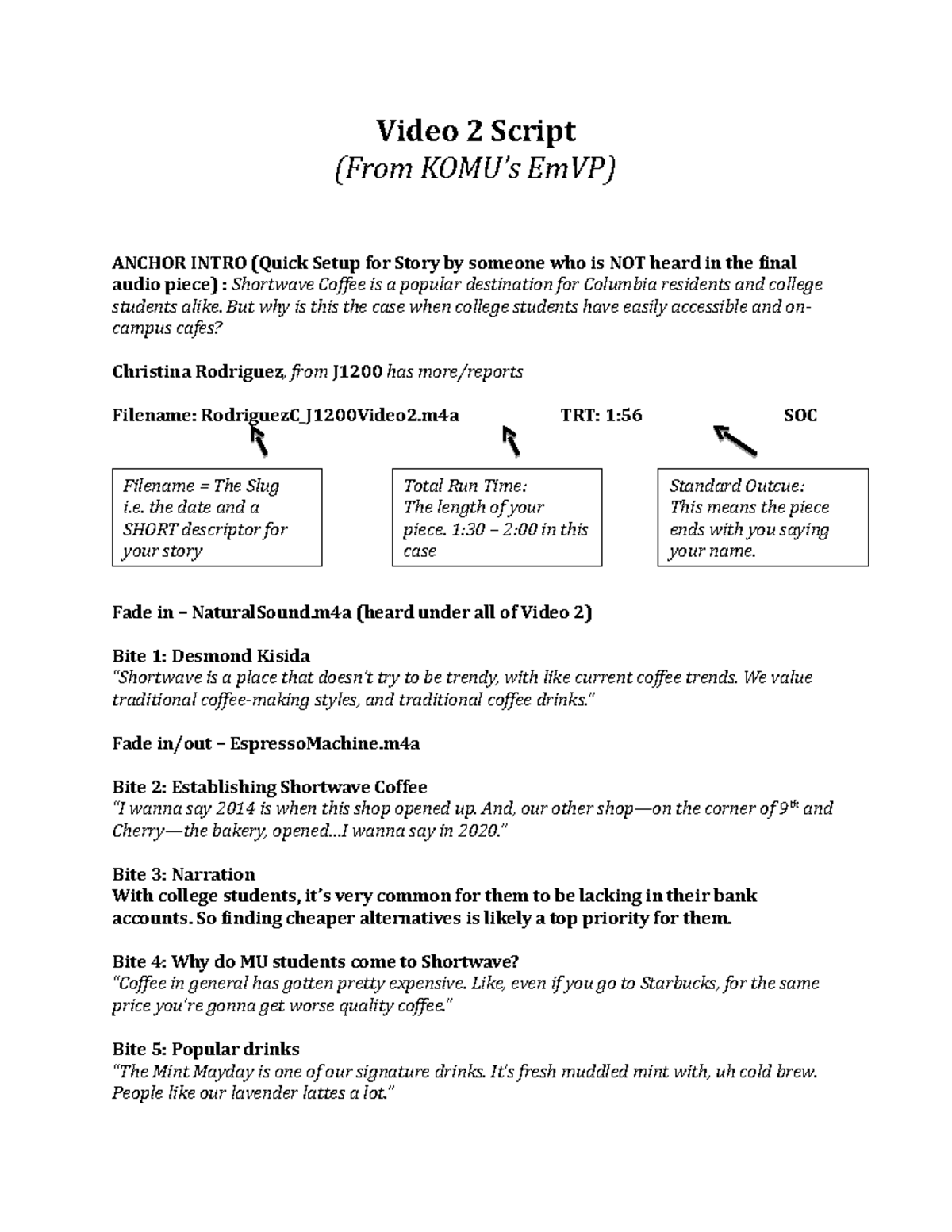 Video 2 Script - Prof. Travis - Video 2 Script (From KOMU’s EmVP ...