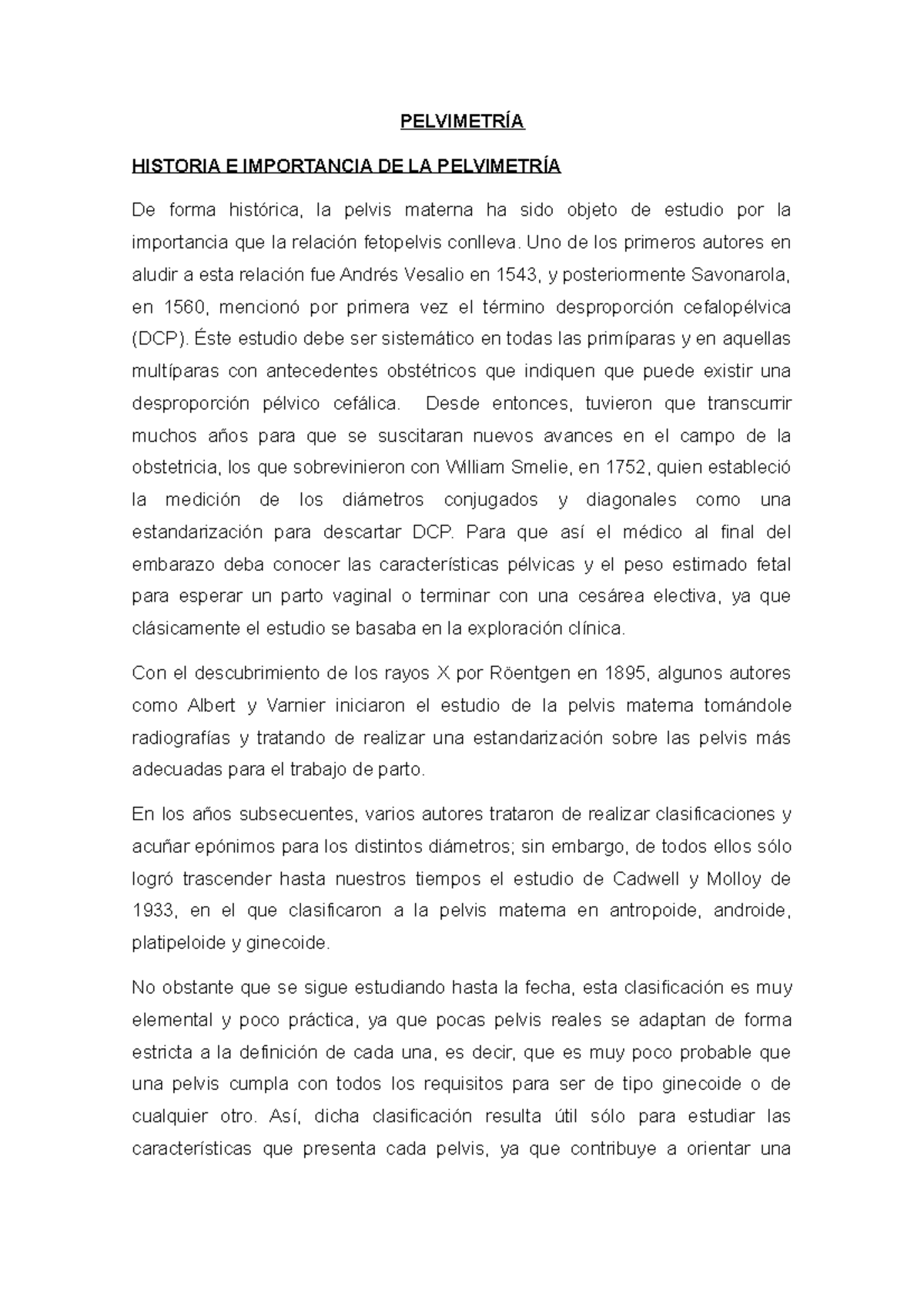 Pelvimetría - PELVIMETRÍA HISTORIA E IMPORTANCIA DE LA PELVIMETRÍA De ...
