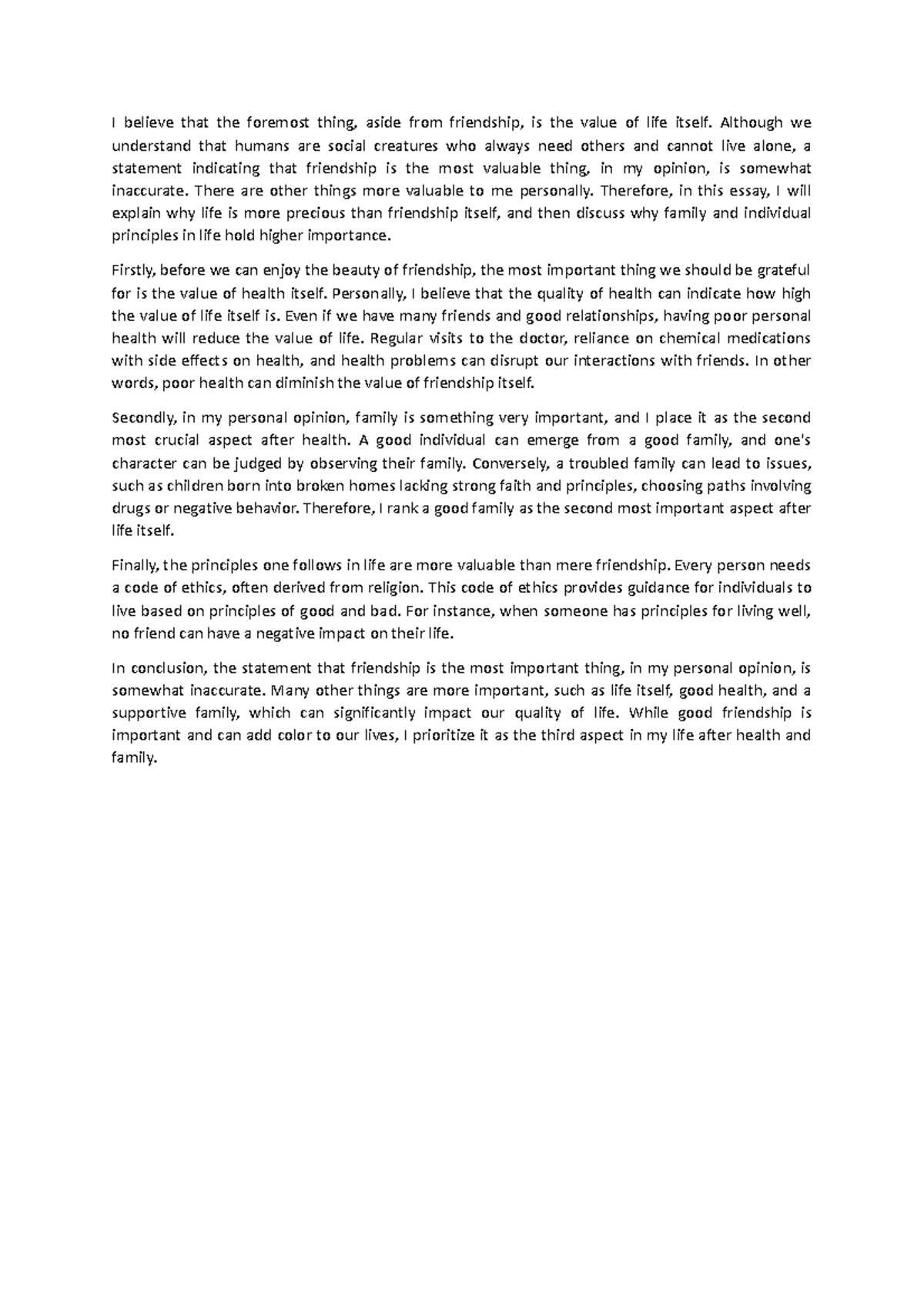 Writing week 2 - I believe that the foremost thing, aside from ...