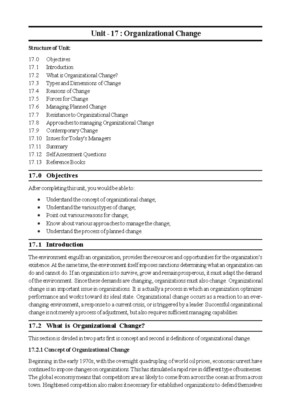Organizational Change - 17 Introduction The environment engulfs an ...