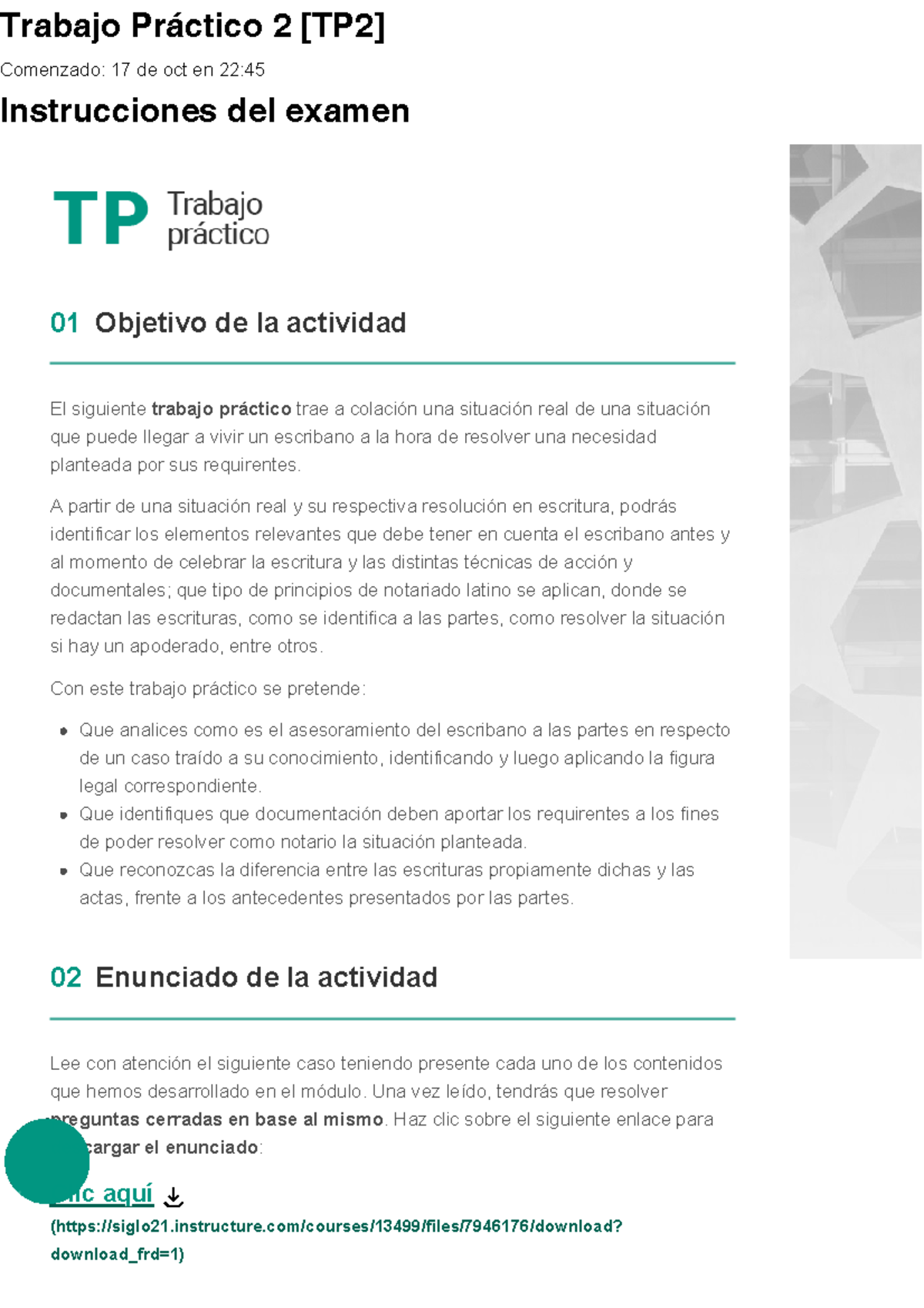 TP2 100 - Trabajo práctico - Trabajo Práctico 2 [TP2] Comenzado: 17 de oct en 22: Instrucciones ...