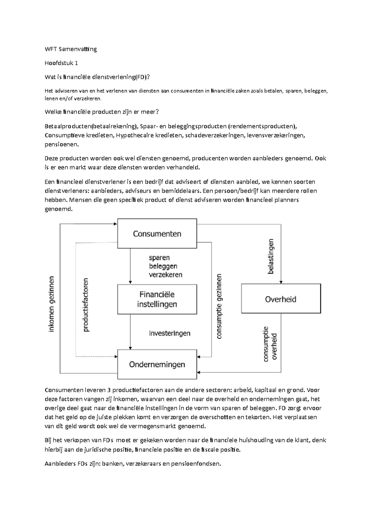 Samenvatting WFT - WFT Samenvatting Hoofdstuk 1 Wat is dienstverlening ...