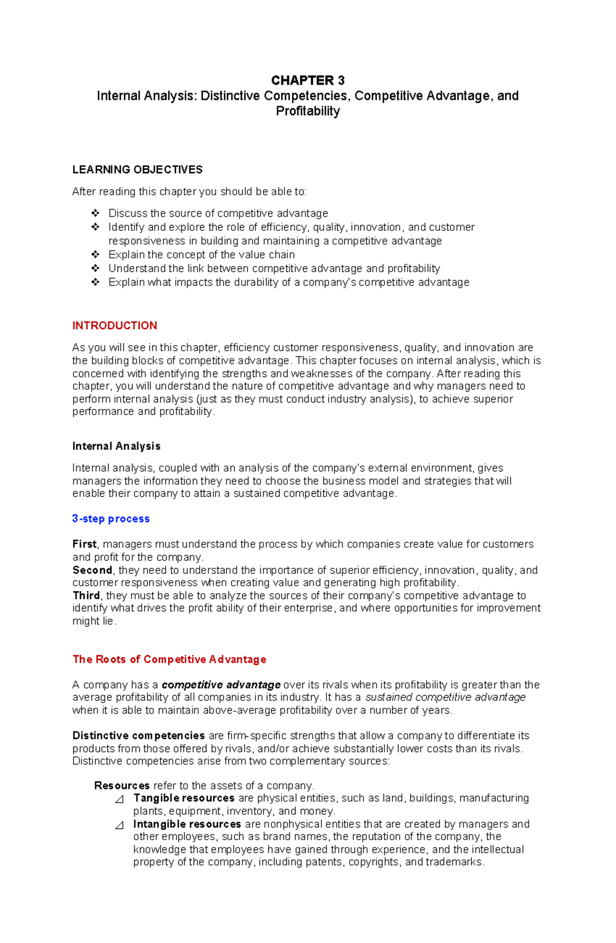 Business Logic Chapter 3 Reports Note - CHAPTER 3 Internal Analysis ...