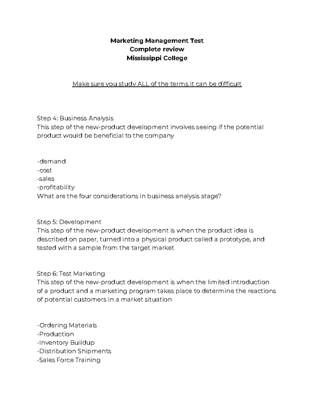 Marketing Management Test 2 - Marketing Management Test Complete review ...