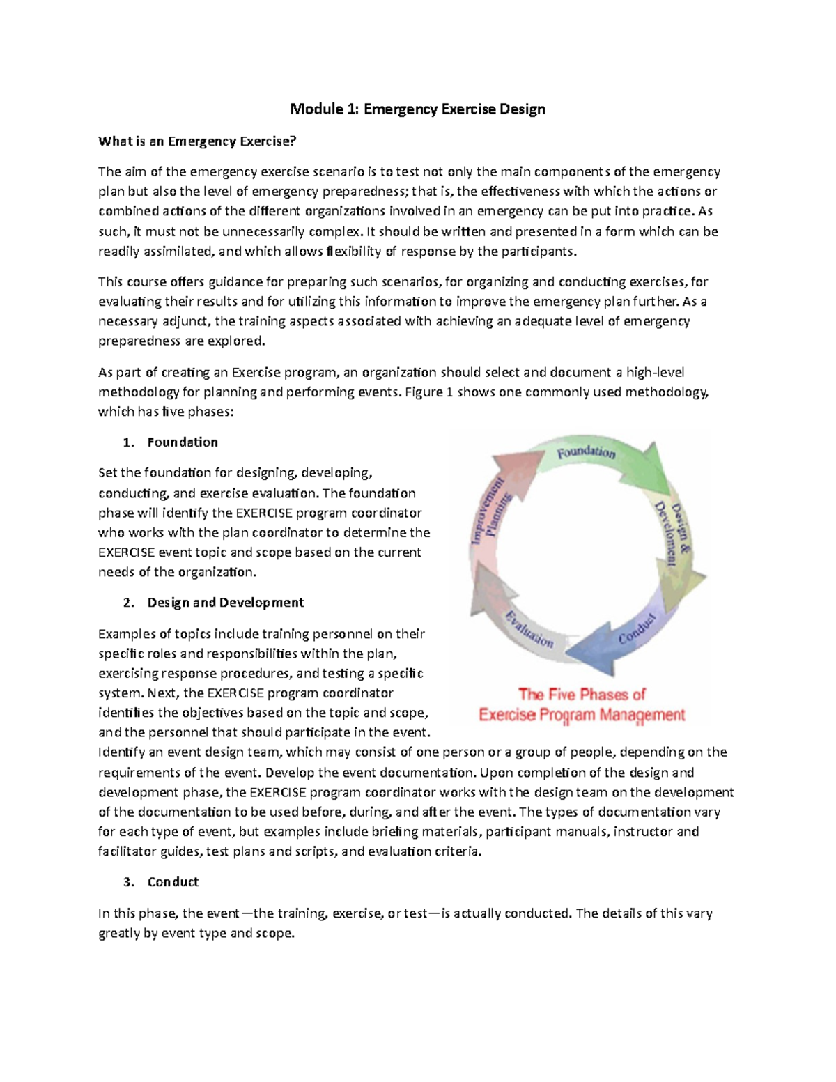 Module 1- Emergency Exercise Design - As such, it must not be ...