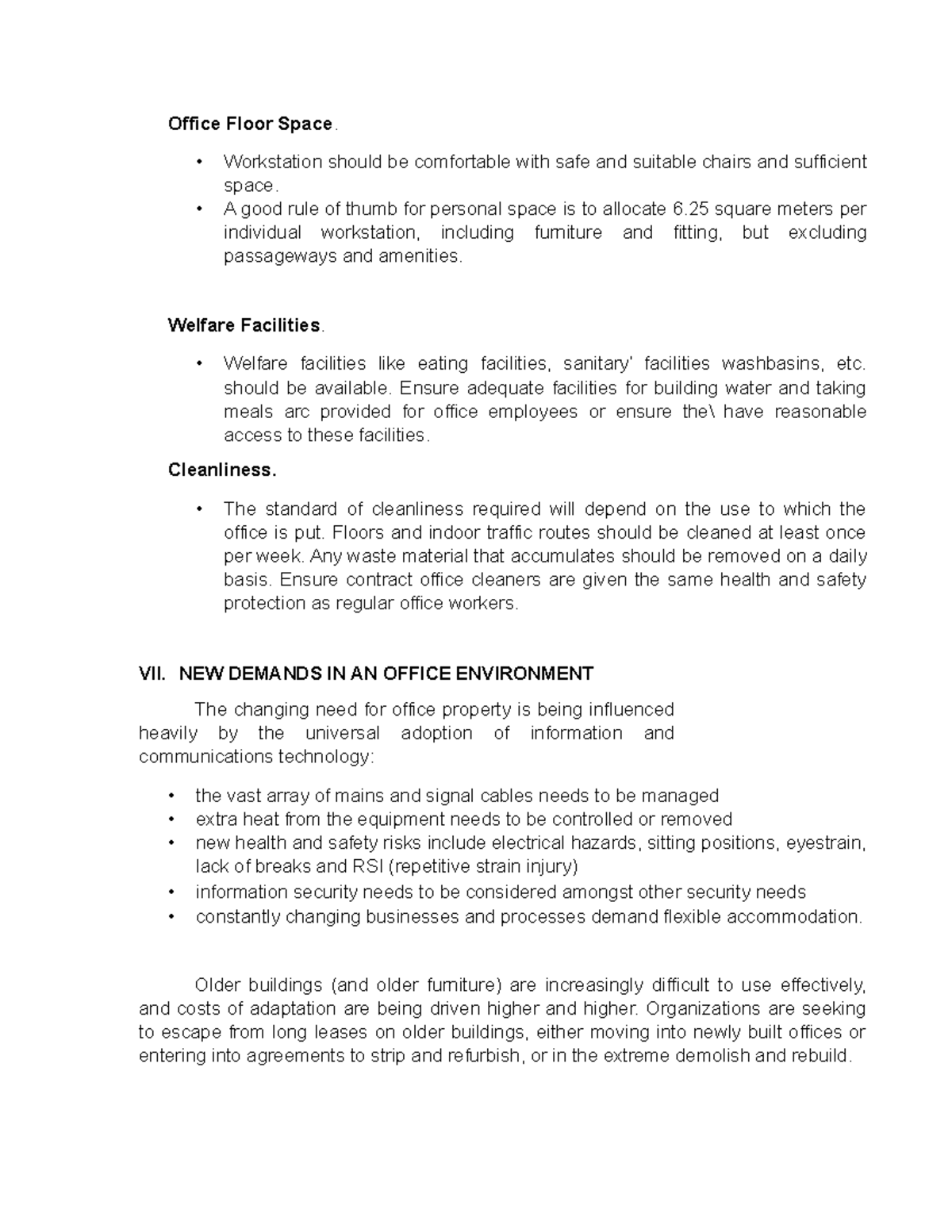 Office and System Management - Office Floor Space. Workstation should ...