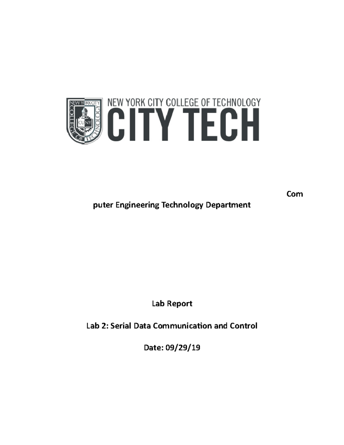 CET 4811 Lab 2 - Laboratory - Com puter Engineering Technology Department Lab Report Lab 2 ...
