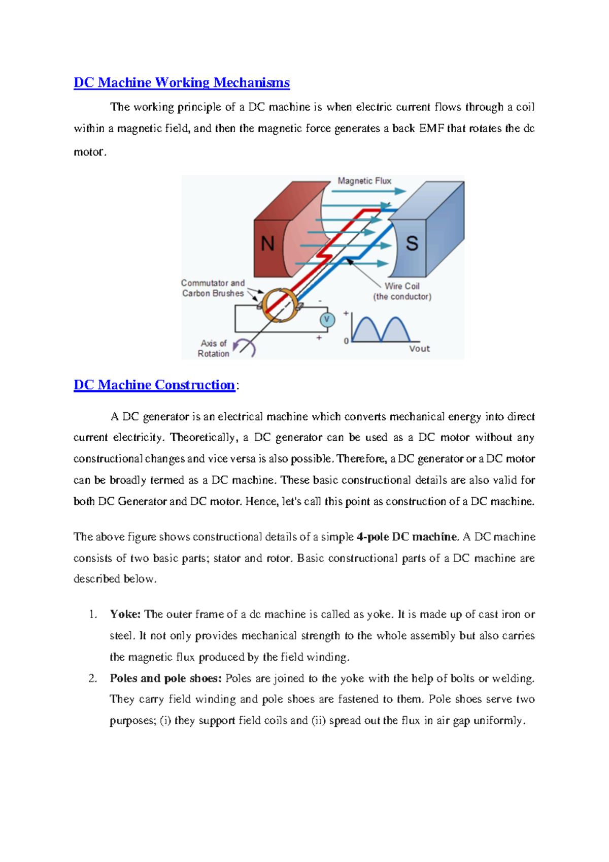 EEE UNIT III Notes - DC Machine Working Mechanisms The working ...