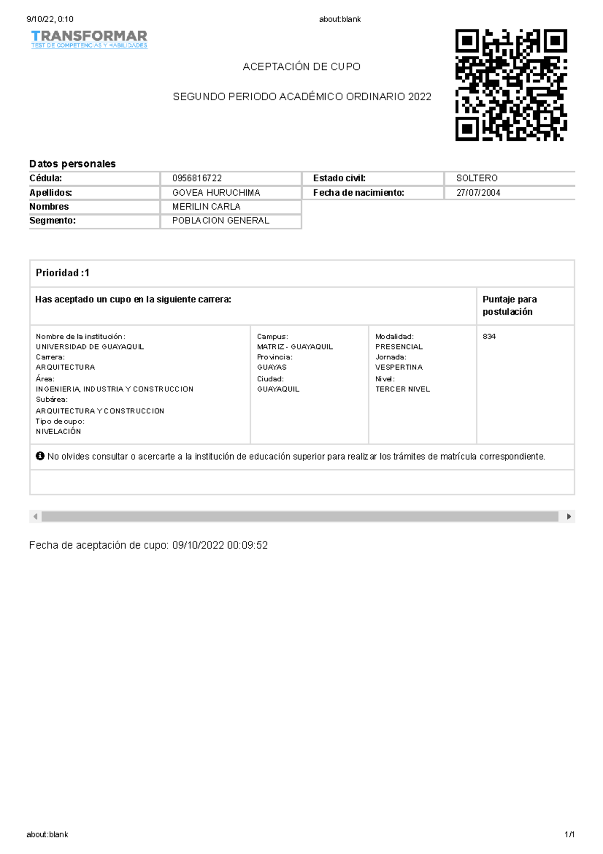 Aceptacion de cupo Govea Carla - 9/10/22, 0:10 about:blank about:blank ...