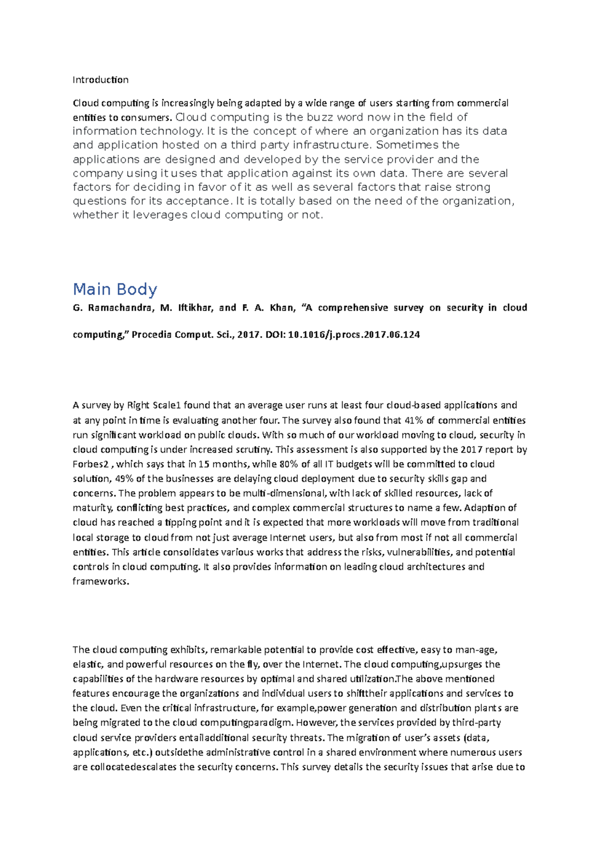 Fwd final project ethics due date 27th july - Introduction Cloud ...