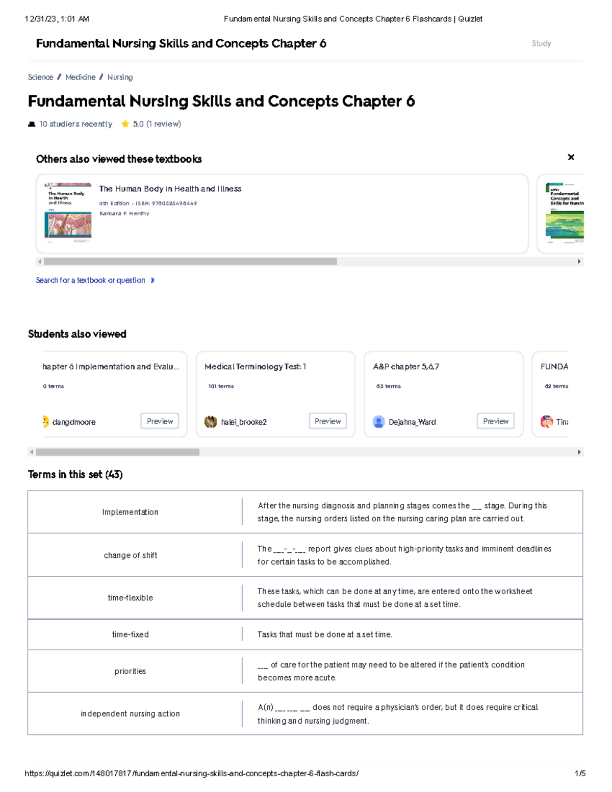 Fundamental Nursing Skills and Concepts Chapter 6 Flashcards Quizlet ...