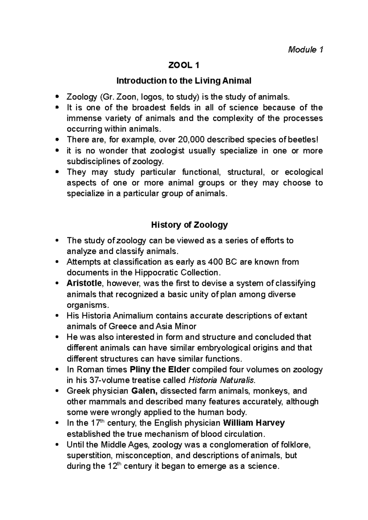 Module 1 in Zoology - Module 1 ZOOL 1 Introduction to the Living Animal ...