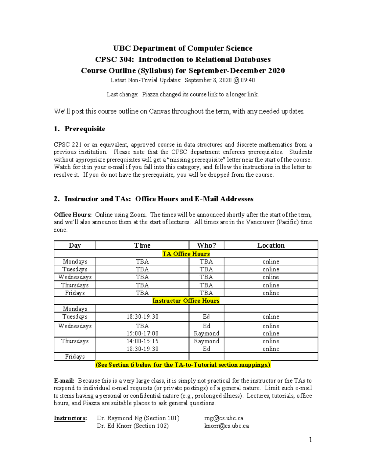 Outline 304 2020f Ubc Department Of Computer Science Cpsc 304 Introduction To Relational