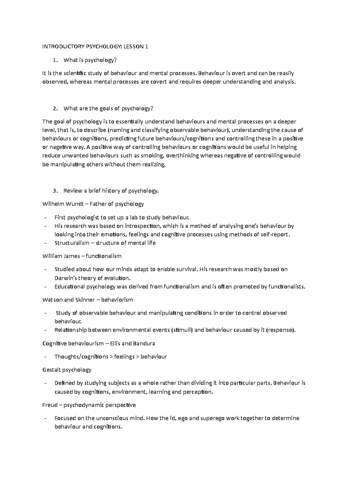 Lesson 1 - includes questions and answers on specified topic ...