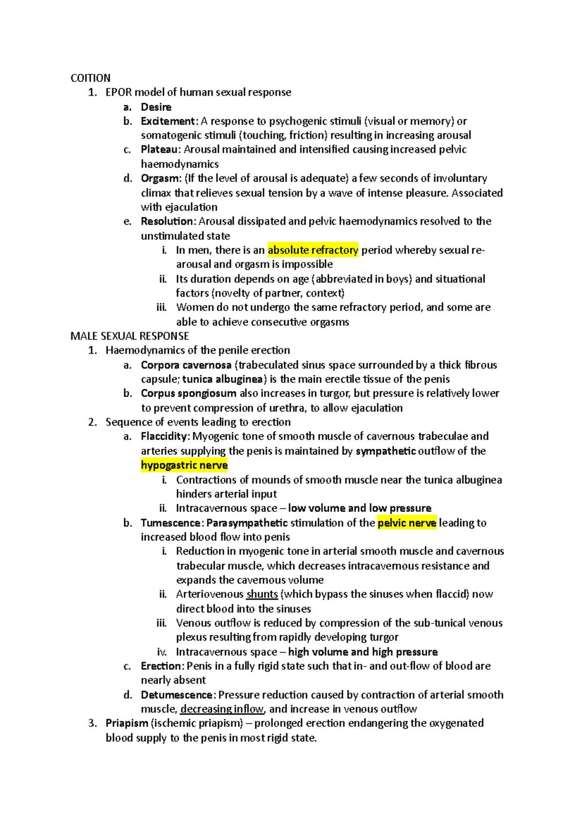 Embryogenesis - Lecture notes Second half - COITION 1. EPOR model of ...