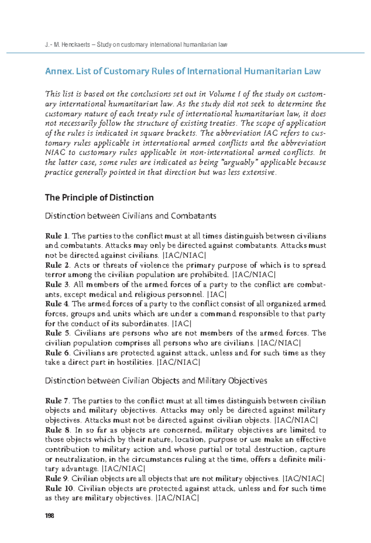 Customary-law-rules - Summary unknown - J.- M. Henckaerts – Study on ...