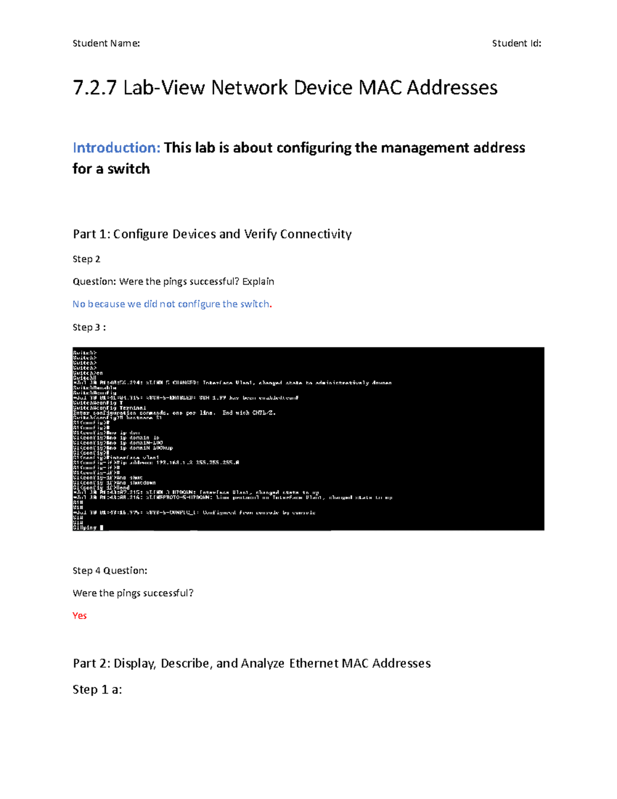 Lab 727 555 Lab 72 Lab View Network Device Mac Addresses Introduction This Lab Is About