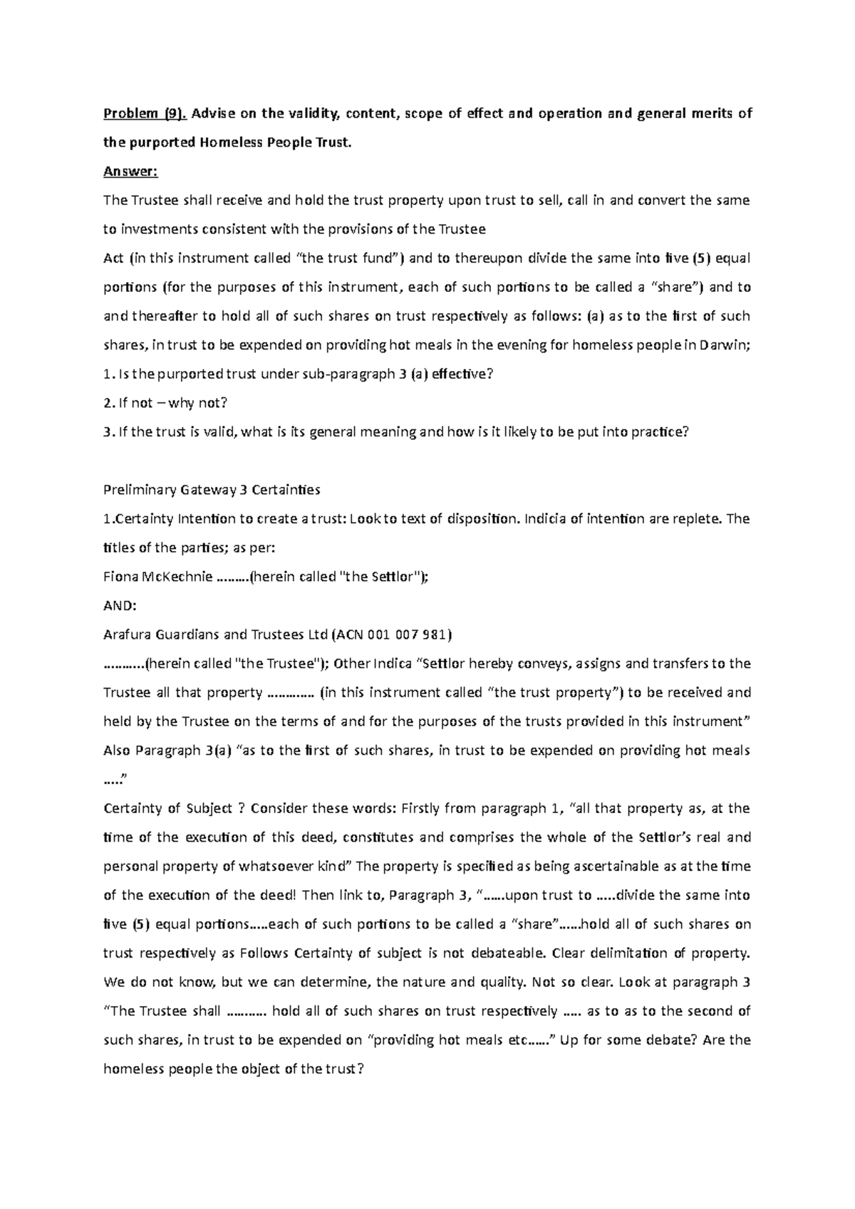 Problem Brief 2 part 9 questions and answers - Problem (9). Advise on ...