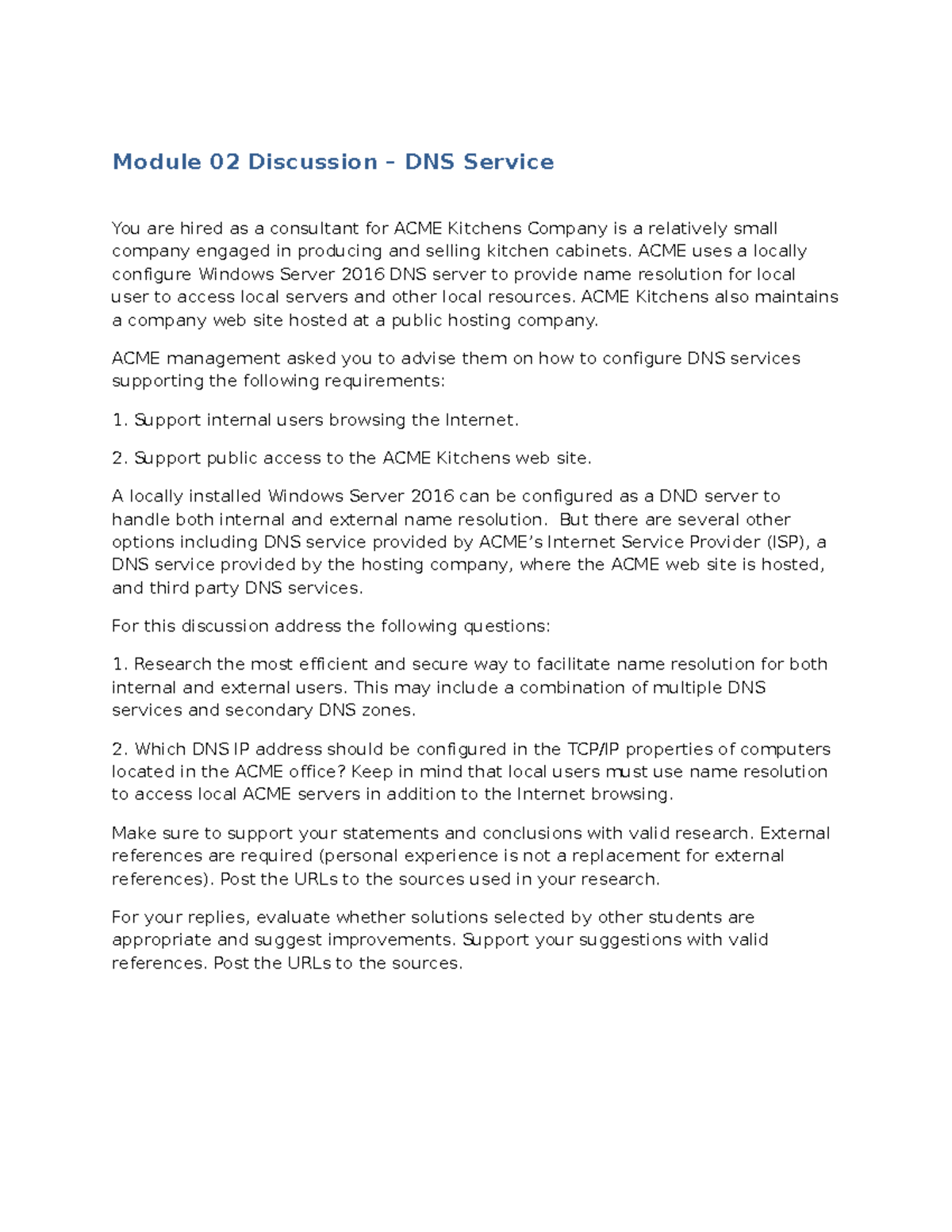 Module 02 Discussion Dns Dervice Module 02 Discussion Dns Service You Are Hired As A 