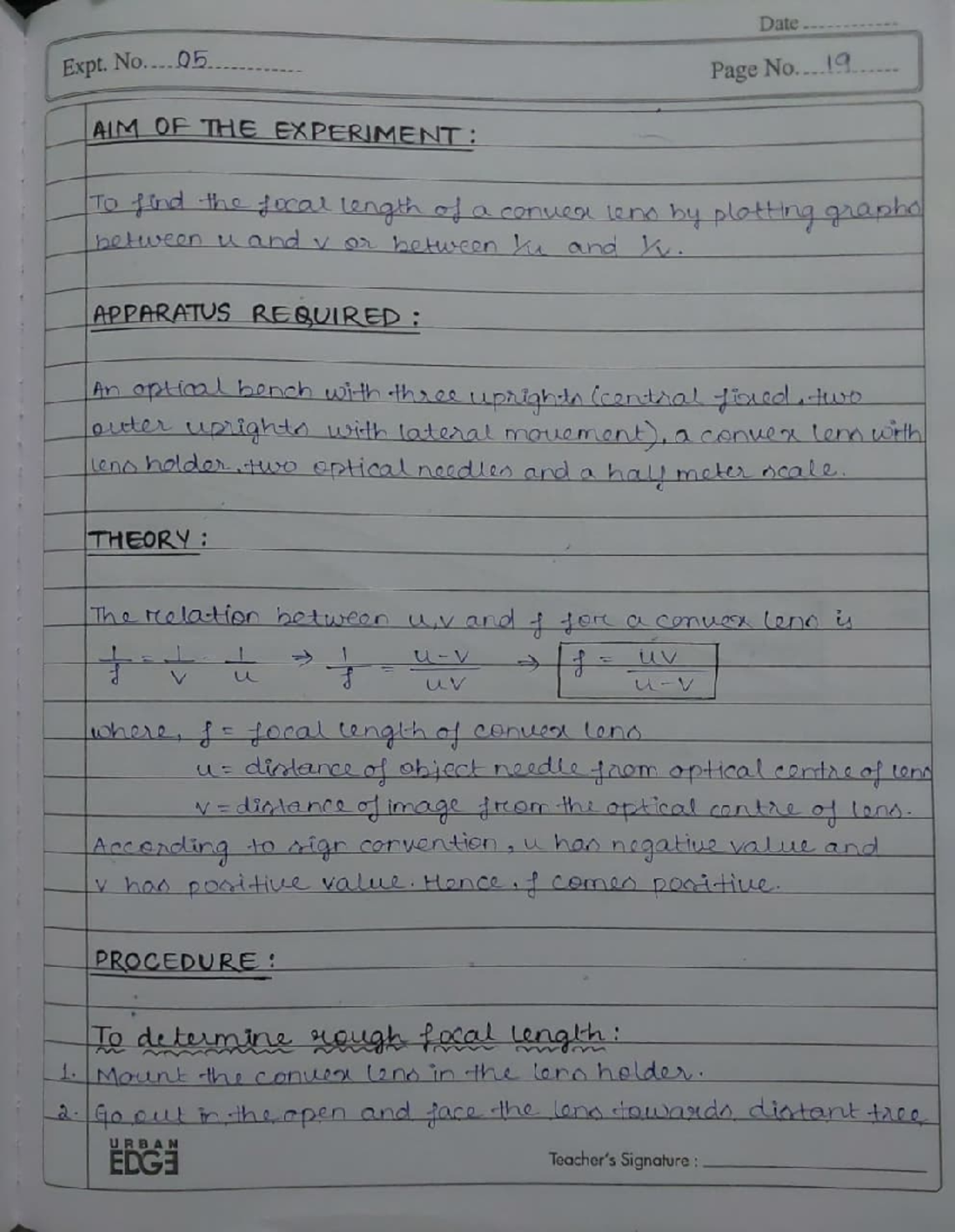 Phy prac 2 - Nice book - Date Expt. No. 05 Page No. 19 AIM OF THE ...