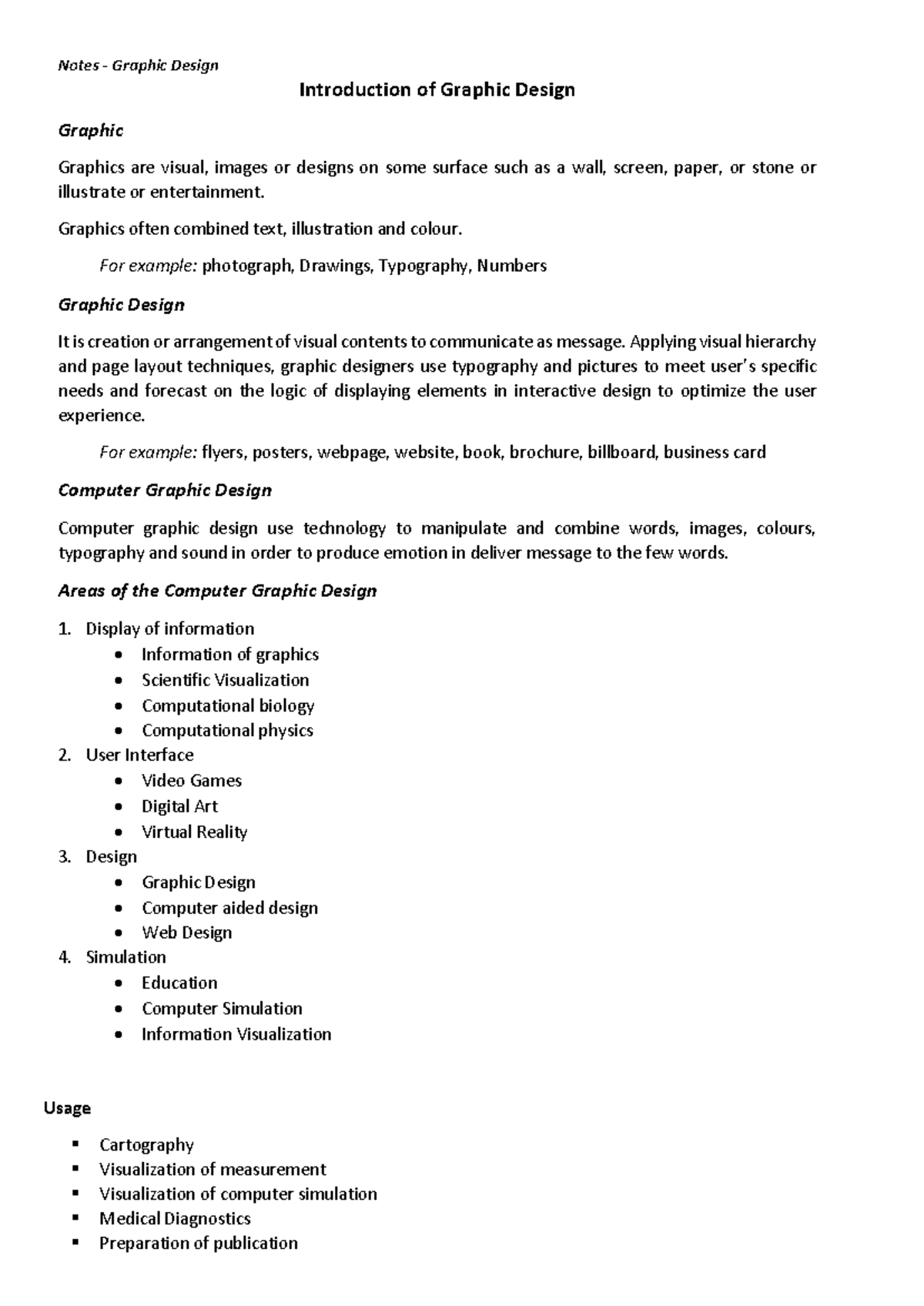 Introduction of Graphic Design - Notes - Graphic Design Introduction of ...