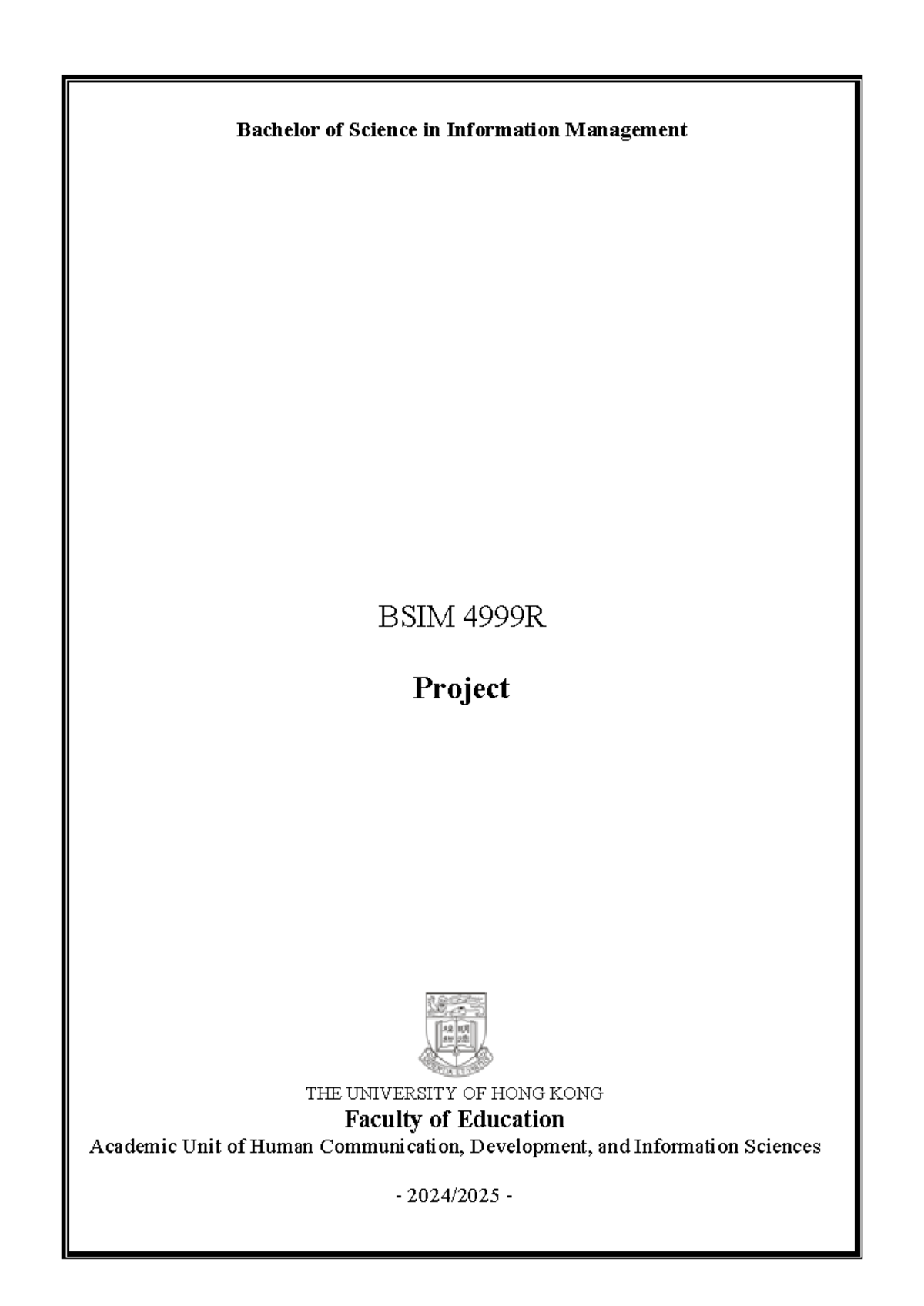 BSIM course outline 2024 - THE UNIVERSITY OF HONG KONG Faculty of ...