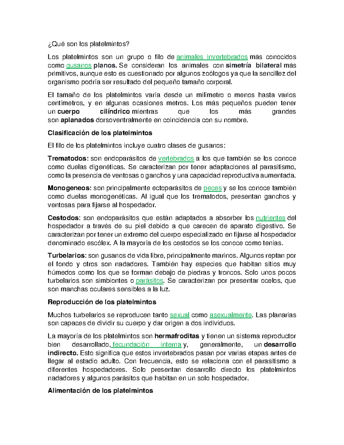 Qué son los platelmintos - ¿Qué son los platelmintos? Los platelmintos ...