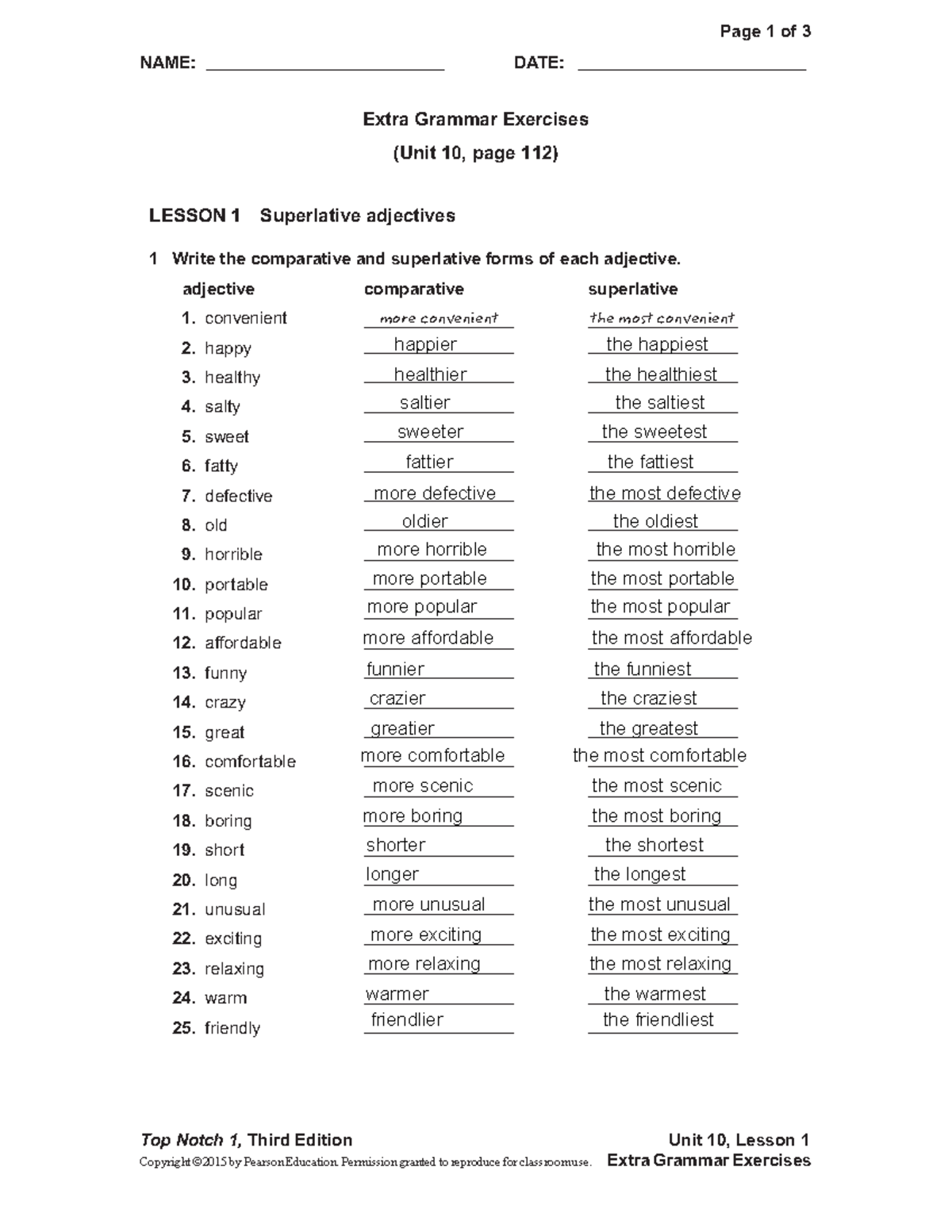 UNIT 10 Extra Gram Exercise - NAME: _________________________ DATE: ________________________ Top ...