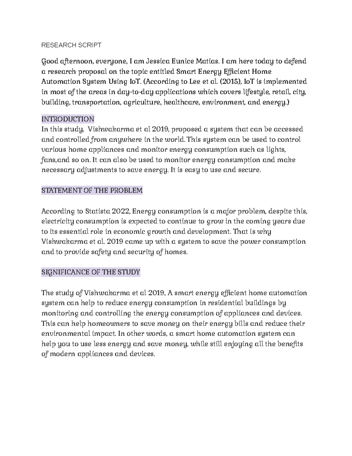 Research script - RESEARCH SCRIPT Good afternoon, everyone, I am ...