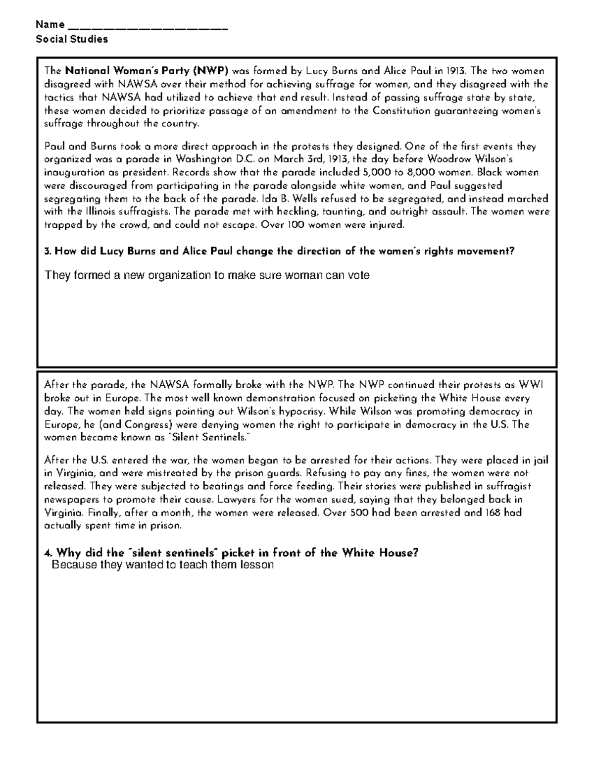 With answers - The Right to Vote - Handout.pdf Missing page - Name