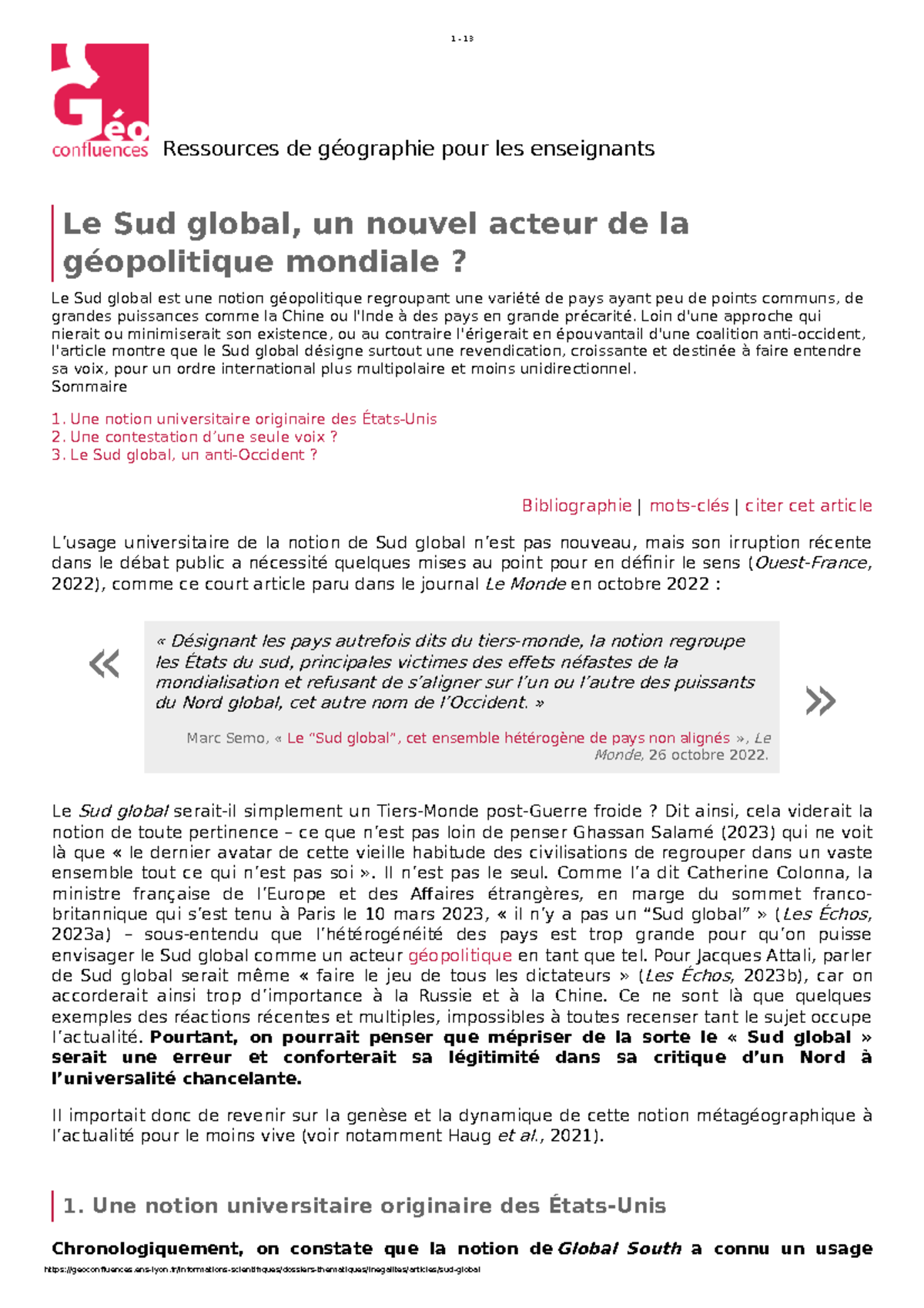 Sud global geoconf 2 - document - Ressources de géographie pour les ...